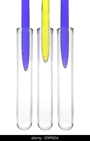 Transparent test tubes with colored liquids. Chemical analysis concept ...