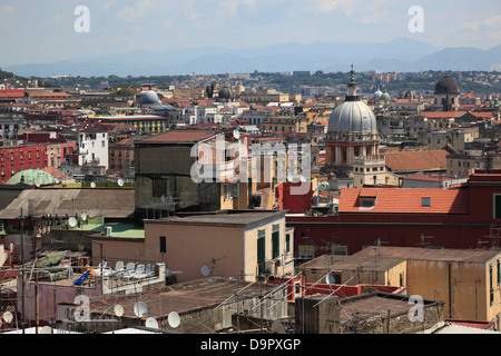 View of Naples town with the Vomero hill and certosa of San Martino and ...