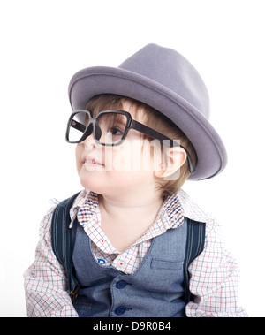 Cute toddler child, boy with smart casual clothing on isolated ...