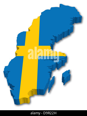 Sweden 3D Map Stock Photo - Alamy
