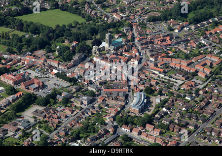 aerial view of Howden town centre including Howden Minster and Market ...