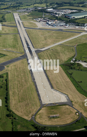 aerial view of LBA Leeds Bradford Airport, Yeadon, West Yorkshire, UK ...