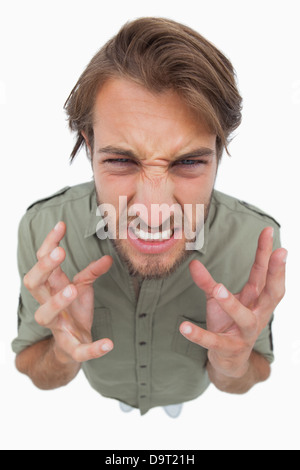 Overhead angle of angry man Stock Photo - Alamy