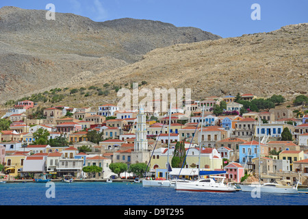Harbour view, Symi (Simi), Rhodes (Rodos) Region, The Dodecanese, South ...
