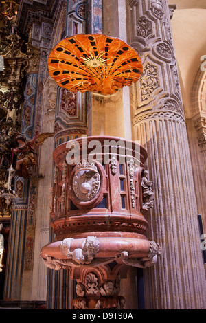 Marble sculpted architectural detail in the interior of the Baroque ...