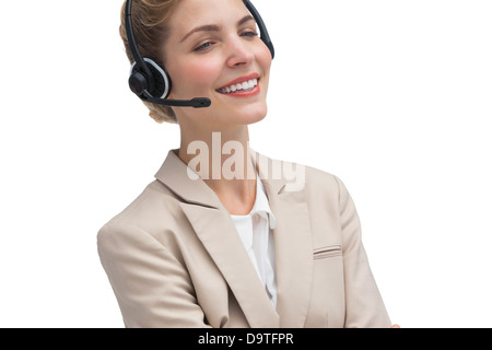 Customer service agent smiling at the camera Stock Photo - Alamy