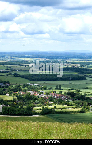 The village of Fulking, viewed from Devil's Dyke during sunset, England ...