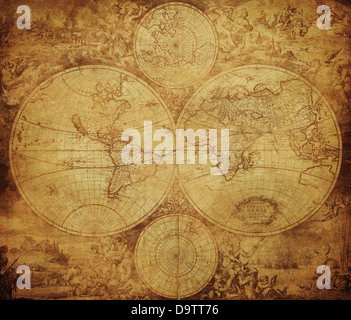 vintage map of the world 1675 Stock Photo - Alamy