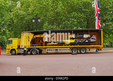 The JCB dieselmax streamliner inside a lorry Stock Photo - Alamy