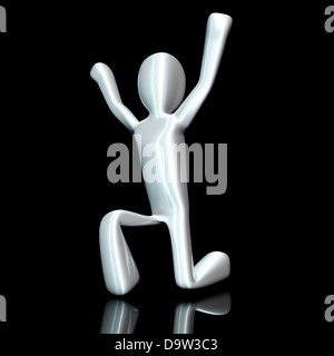 A winning cartoon figure. 3D rendered Illustration. Isolated on white ...