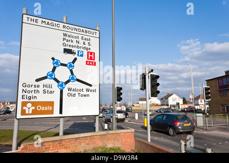 Mini Roundabout road sign. A British highway code sign, a round Stock ...