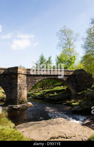 Slippery Stones bridge, a 17th century packhorse bridge, over the River ...