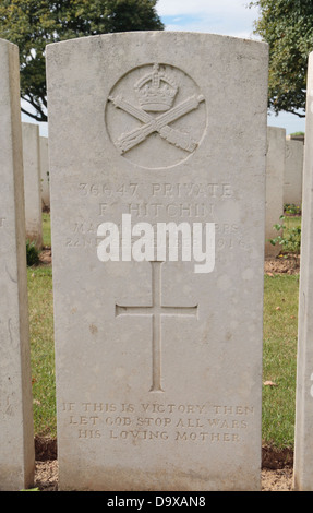 Poignant personal message on a grave in the Grove Town British Cemetery ...