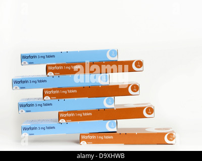 Warfarin anticoagulant boxes tablets Stock Photo - Alamy