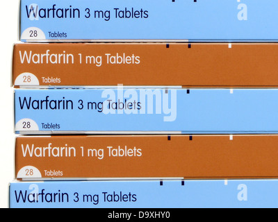 Warfarin anticoagulant boxes tablets Stock Photo - Alamy