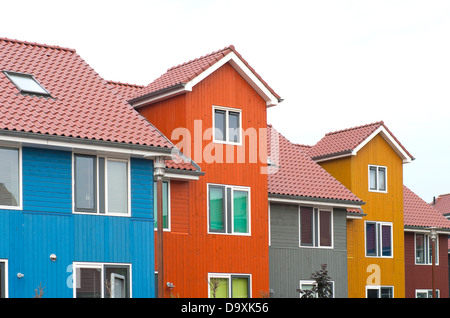 Colorful houses at the Reitdiephaven in Groningen, The Netherlands ...