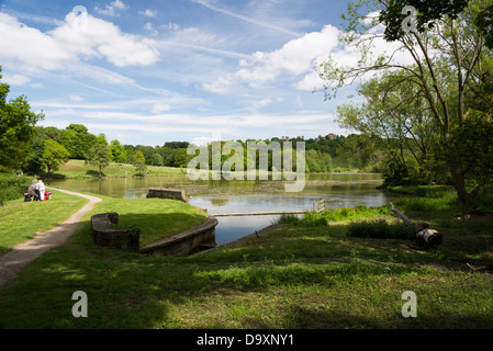 Hardwick Hall lake part of the Hardwick estate in Derbyshire a popular ...