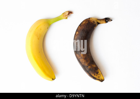 Good banana. Bad banana, White background Stock Photo - Alamy