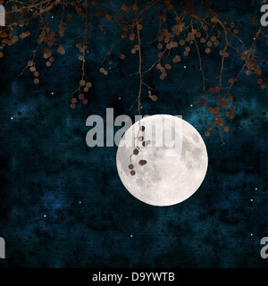 full moon collage with paper texture Stock Photo - Alamy