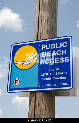 Public beach access sign Myrtle Beach SC USA Stock Photo - Alamy