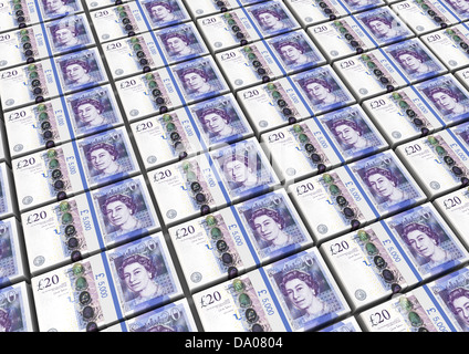 MONEY Stack of UK Sterling £20 Pound Notes. Concept. White background ...