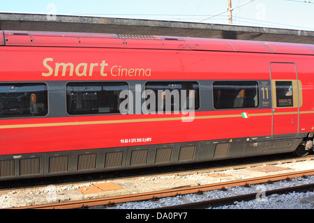 Italian burgundy red high speed train Italo in Venice, together with ...