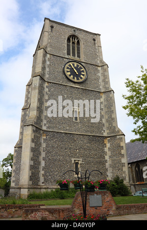Church of St Nicholas, Dereham, Norfolk, England, seen here in the 19th century. The churchyard ...