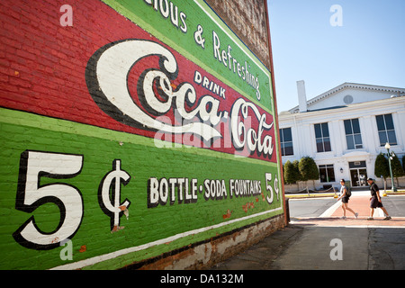 Historic courthouse square and Coca-Cola sign in Laurens, South ...