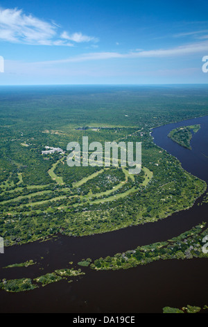 Golf Course, Elephant Hills Resort, and Zambezi River, just above ...