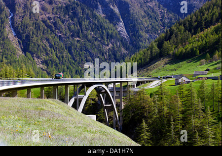 Simplon mountain pass bridge concrete bridge mountains Alps transit ...