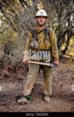 Ukonom Hotshots at the end of their day on the La Brea Fire in the Los ...