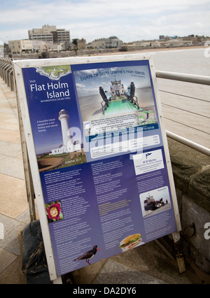 Boat trip signs Flat Holm island in the Bristol Channel at Weston Super ...