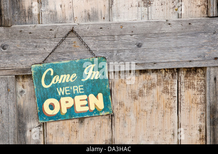 Vintage open sign Stock Photo - Alamy