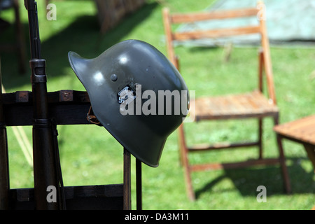 a German World War Two (Stahlhelm M1942) military helmet, Normandy 1944 ...