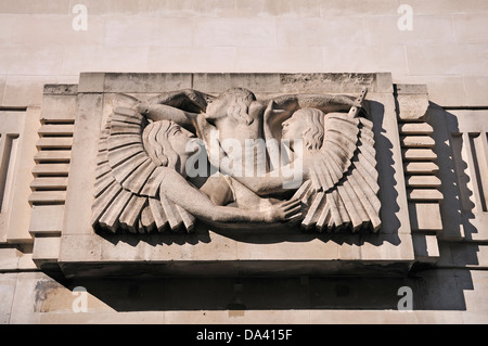 Eric Gill relief sculpture on the outside of BBC Broadcasting House in ...