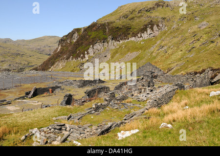 Ruins of disused Croesor Slate Mines Cwm Croesor Gwynedd Wales Cynru UK ...