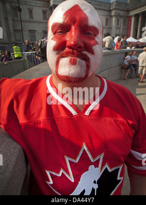 A proud Canadian with a painted face at the London celebrations of ...