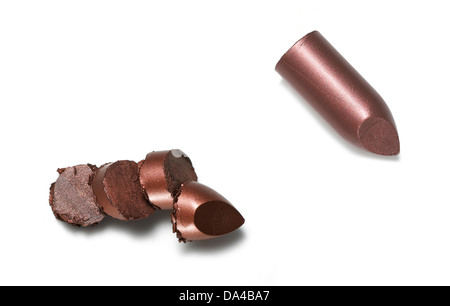 gold and bronze lipstick chop cut out onto a white background Stock ...