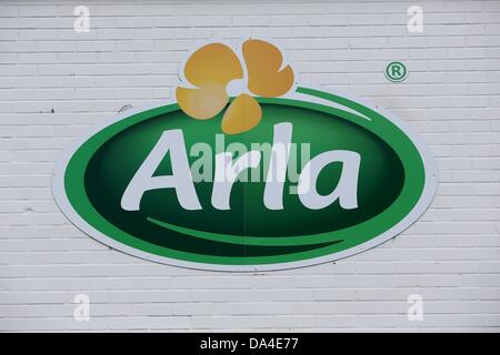 The logo of dairy producer Arla is on display at the company's bottling ...
