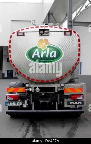 The logo of dairy producer Arla is on display at the company's bottling ...