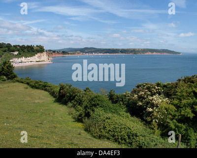 View across to Seaton from the South West Coastal path as it climbs up ...