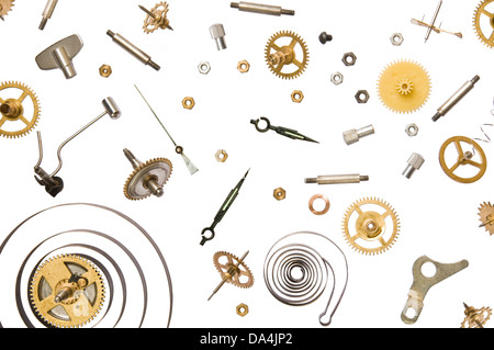 parts of clock mechanism on pure white background Stock Photo - Alamy