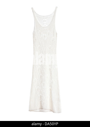White crochet summer dress isolated on white background Stock Photo - Alamy