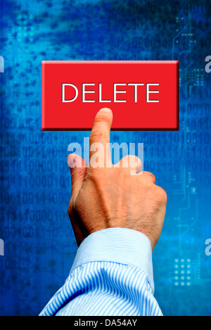 pushing a delete button Stock Photo - Alamy