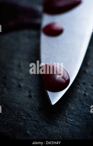 Knife with blood. Crime. murder weapon Stock Photo - Alamy