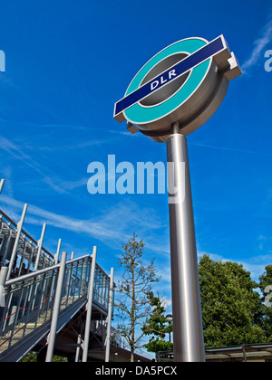 Roundel at Royal Albert Docklands Light Railway (DLR) station, East ...