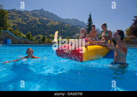 Family, swimming-pool, canton, Bern, Bernese Oberland, bath, bathing ...