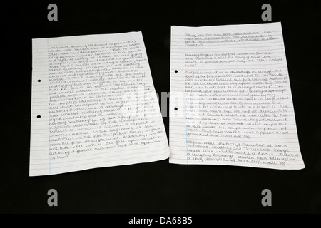 A Student's Hand Written Essay Stock Photo - Alamy