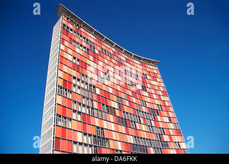 Colourful modern architecture of GSW office tower in Berlin Germany ...