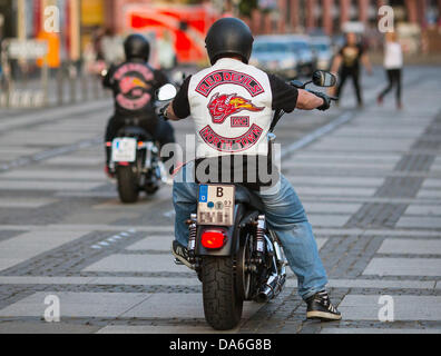 Bikers of biker club 'Red Devils' drive their motorcycles on ...